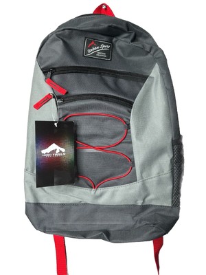 High Trails Backpack Teens Adult 18” X 13” Grey Red Hike School ...