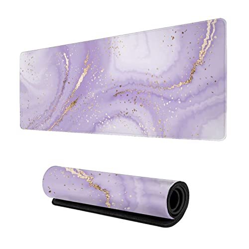 Purple Gold Marble Mouse Pad Gaming XL Large Mousepad Pretty Desk Mat ...