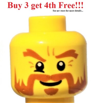 ☀️NEW Lego Minifigure Minifig Male Head Moustache Mustache Orange ...