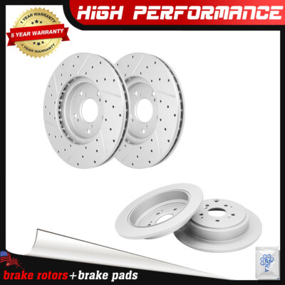 Front & Rear Drilled Slotted Brake Rotors for 2001 - 2006 Acura MDX ...