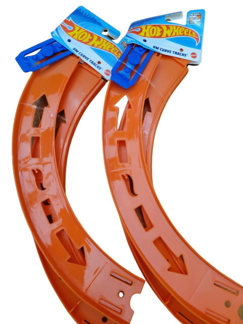 Hot Wheels Track Builder Curve Track System 2 Packs of 2 (Total of 4 ...