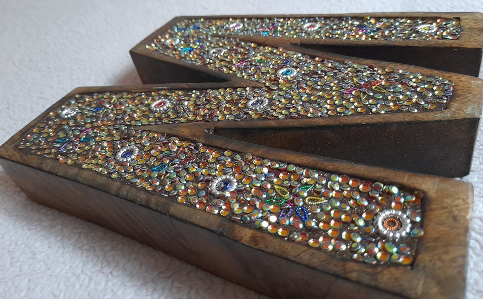 Art Monograms wooden Beaded Inlay Letter M. Solid wood India made | eBay