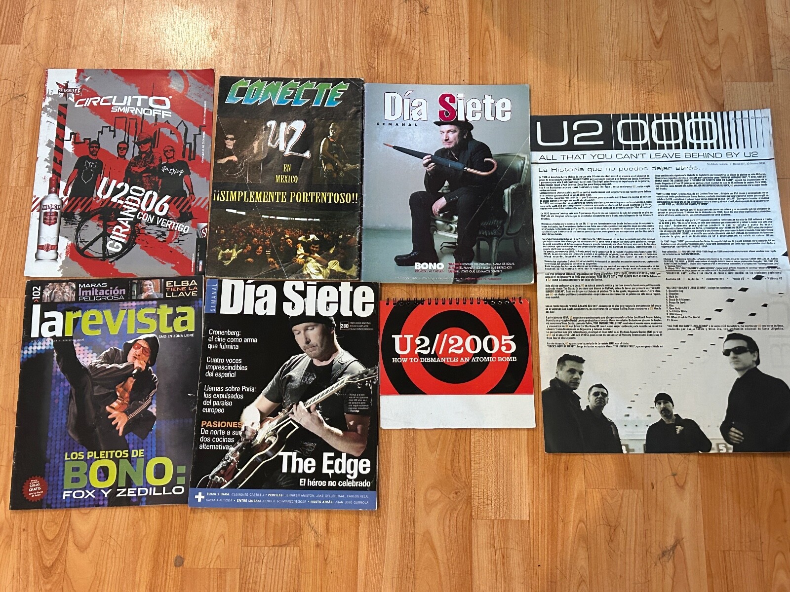 U2 LOT OF 9 MEXICAN MAGAZINES Bono The Edge Adam Clayton Larry Mullen ...