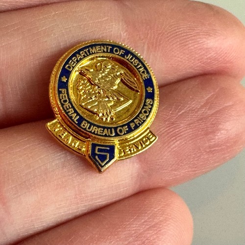 Vintage Federal Bureau of Prisons DOJ Lapel Pin Tie Tack – Gold 5-Year ...