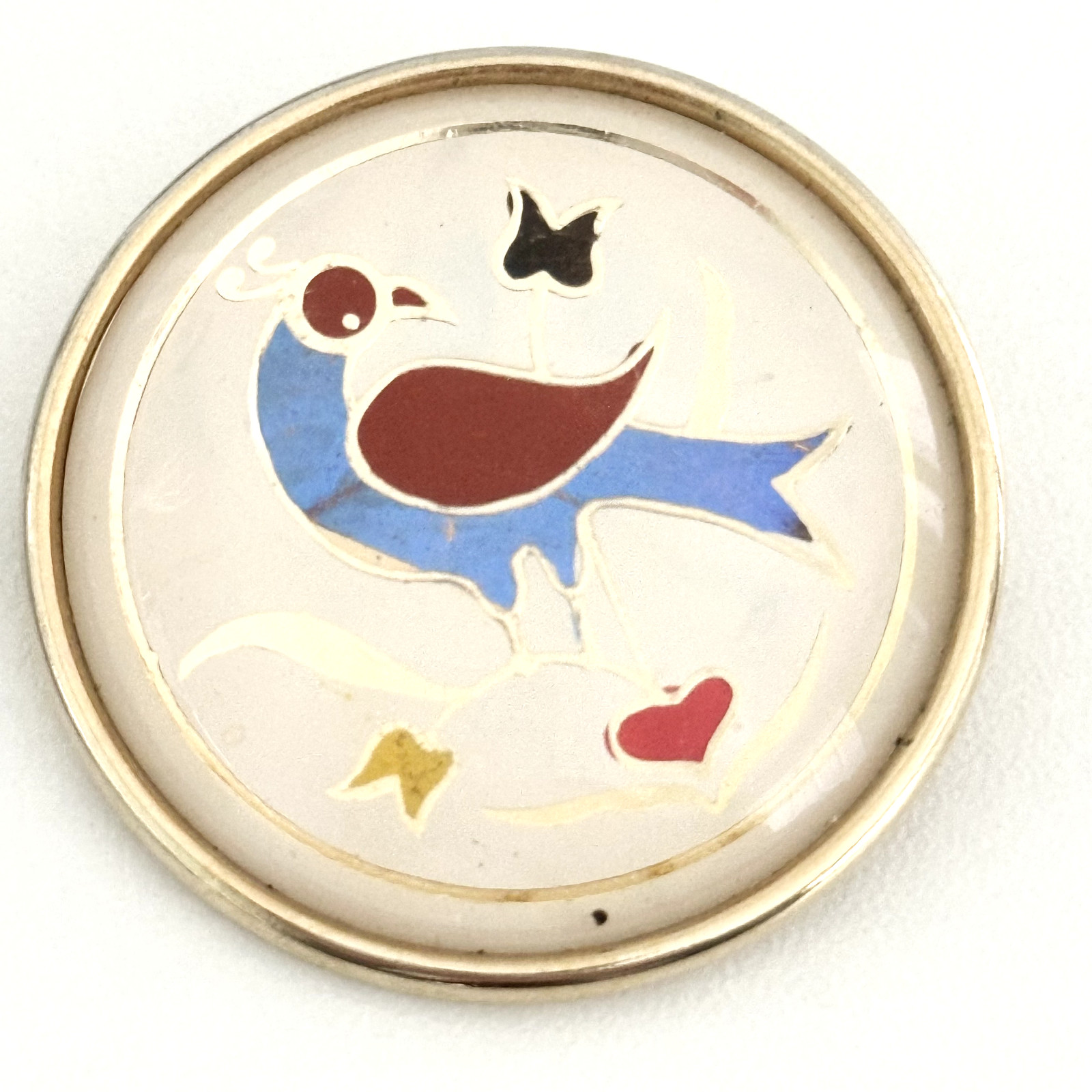 Vintage Bird Hex Symbol Butterfly Wing Inlaid Enamel … - Gem