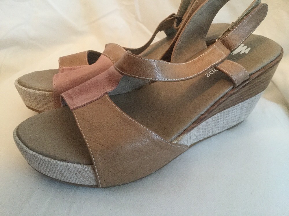 Antelope Tan Pink Platform Wedge Slingback Sandals Wo… - Gem