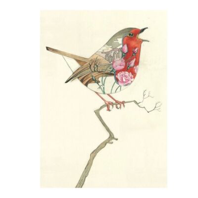 Robin in a Winter Landscape Card by Daniel Mackie - 7 x 5 inches with ...
