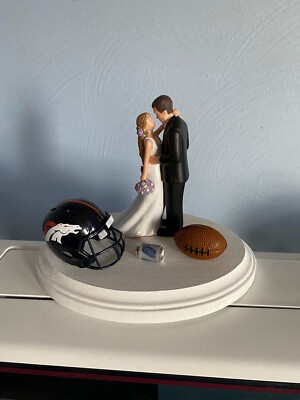 Denver Broncos Cake Topper Bride Groom Wedding day Funny Football Theme ...