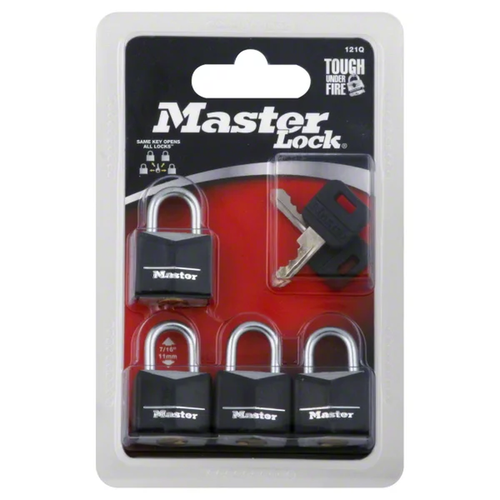 Master Lock Keyed Padlocks 4pk- 121Q, Covered Solid Body 3/4" Wide Keyed Alike! 7445050677674| eBay