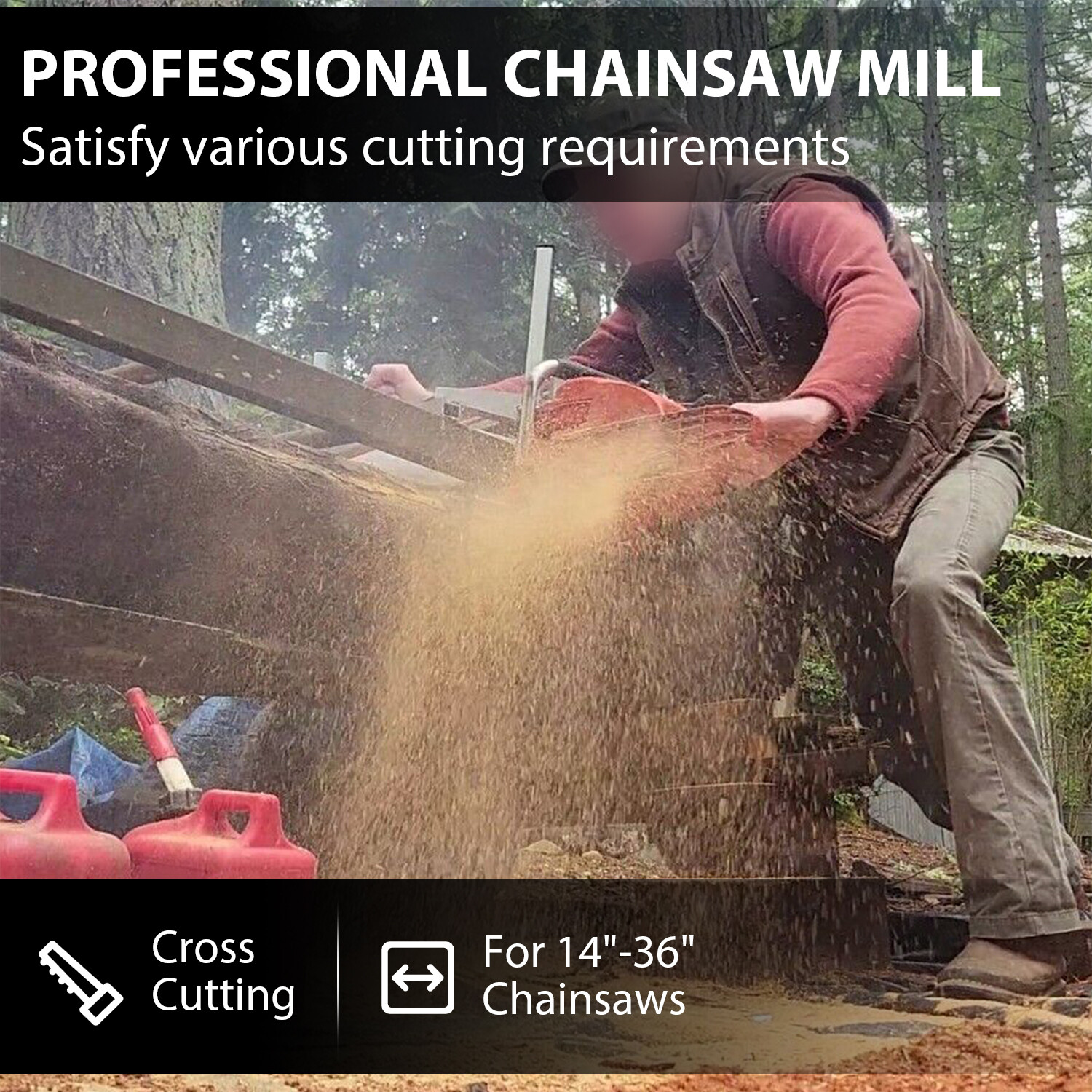 Aluminum Steel Lumber Chainsaw Mill 14"-36" Portable Chain Saw Rail ...