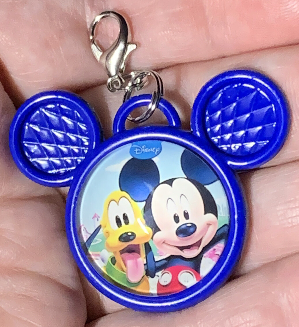 Large Blue Mickey Mouse & Pluto Dog Charm Zipper Pull & Keychain Add On ...