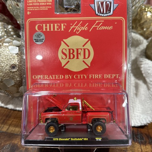 M2 Machines 1976 Chevrolet Scottsdale 4x4 Pickup Fire Chief SBFD 1:64 ...