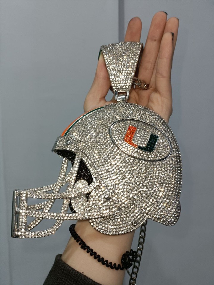 Miami Hurricanes Helmet 6" Necklace Bling Medallion Pendant + Gift ...