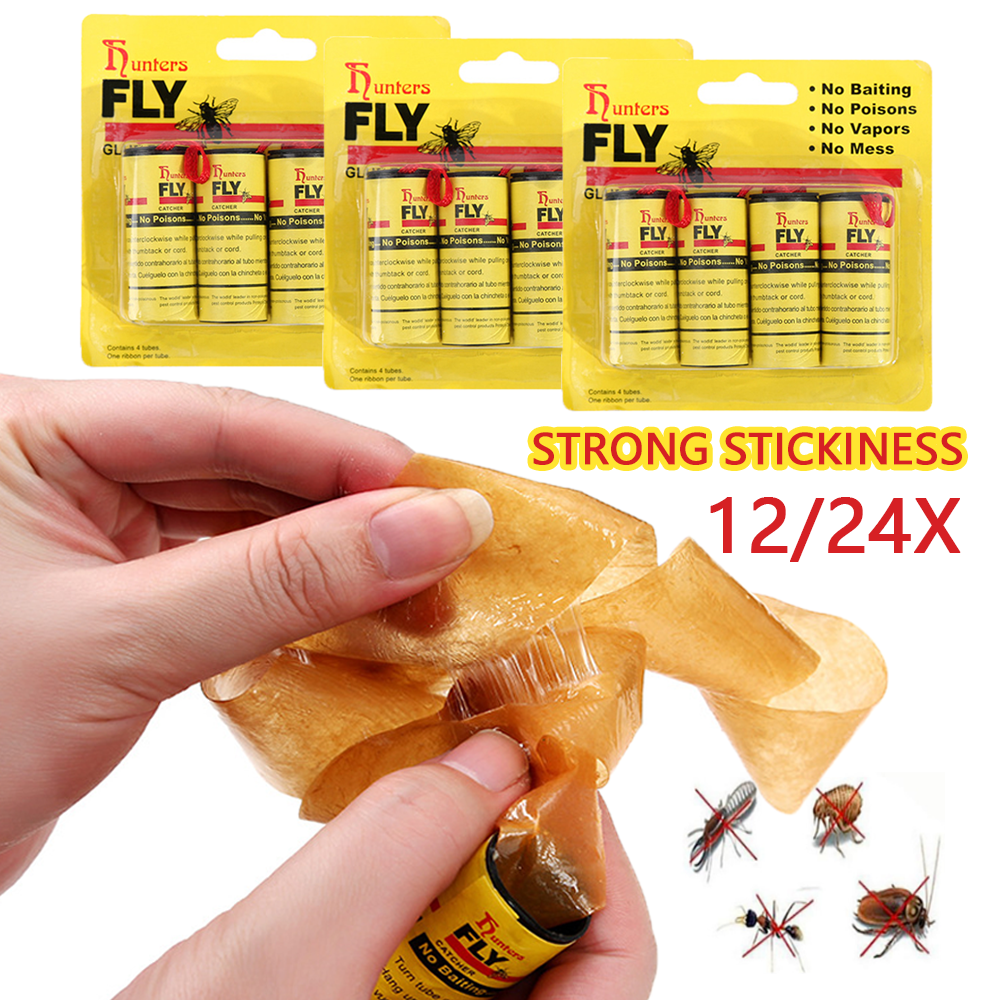4-48 Rolls Insect Bug Fly Paper Catcher Trap Ribbon Strip Sticky Tape ...
