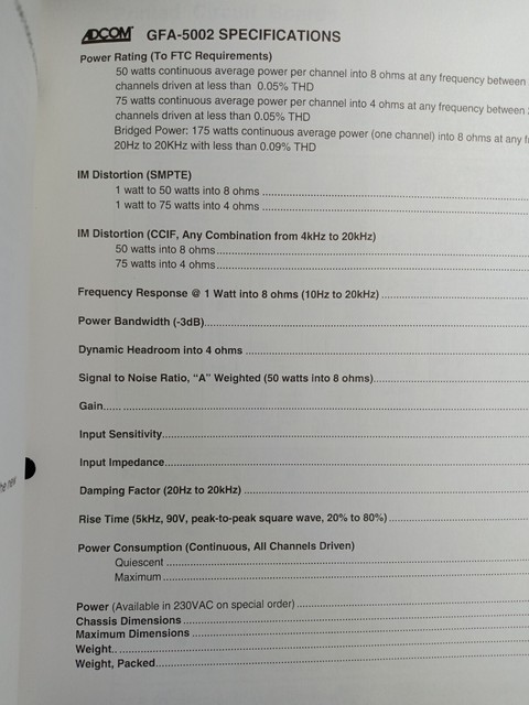 Adcom GFA-5002 Amplifier for sale online | eBay
