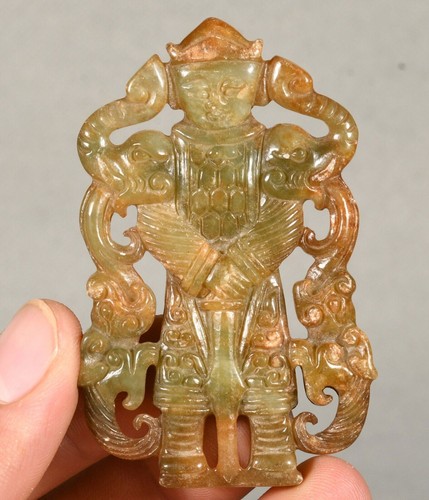 Chinese Hongshan Culture Hetian Jade Dragon Dragon Soldier YuBi Amulet ...