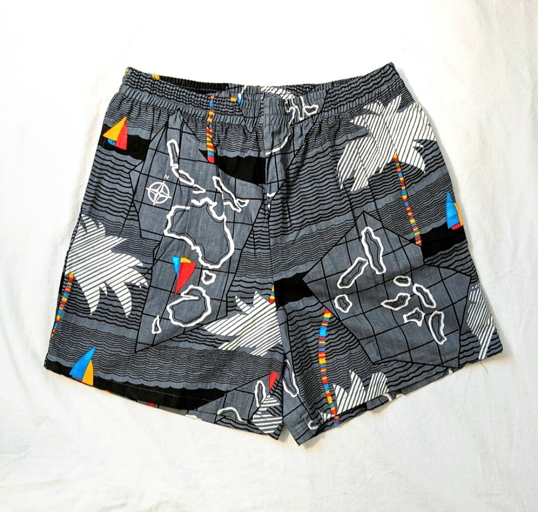 Vintage tropical island nautical theme swim trunks - Gem