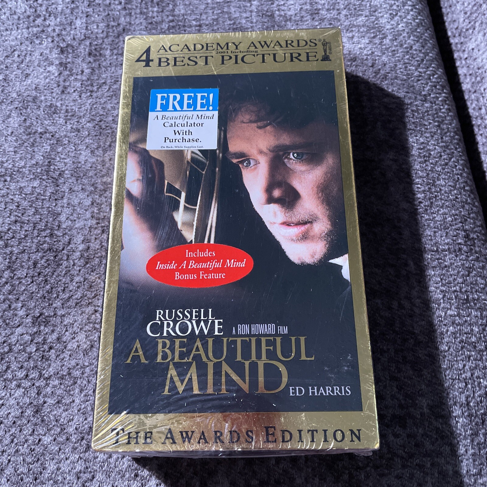 A Beautiful Mind (VHS, 2002, Awards Edition). Sealed. With Calculator ...
