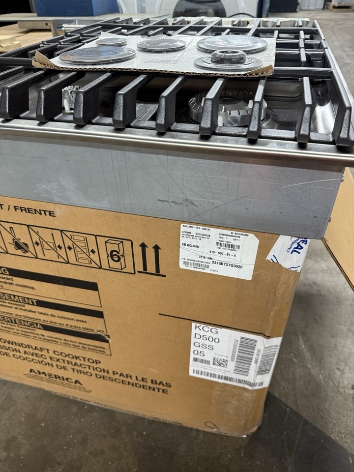 KitchenAid 30 Inch Gas Cooktop with Downdraft Ventilation - KCGD500GSS ...