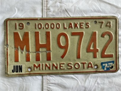 MINNESOTA passenger 1974 license plate "MH 9742” | eBay