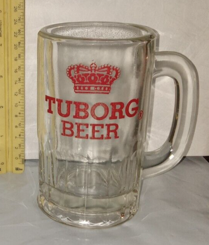 Heavy Vintage Danish Tuborg Beer Glass Mug Denmark VTG 5" tall free ...