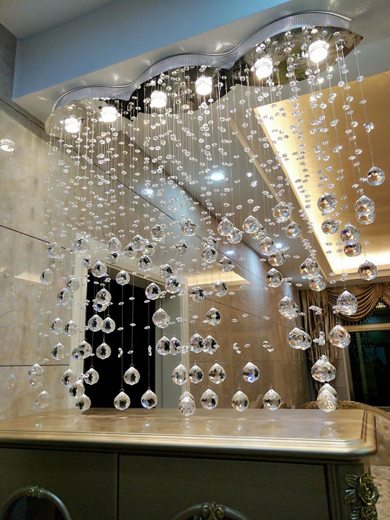 LED Modern Clear Rain Drop Ceiling Crystal Chandelier Lighting for ...