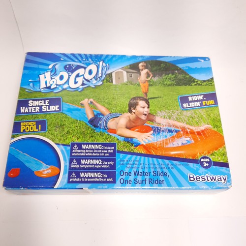 H2OGO! 18ft Single Water Slide Bestway RUN SLIP SLIDE SPLASH W/ DRENCH ...