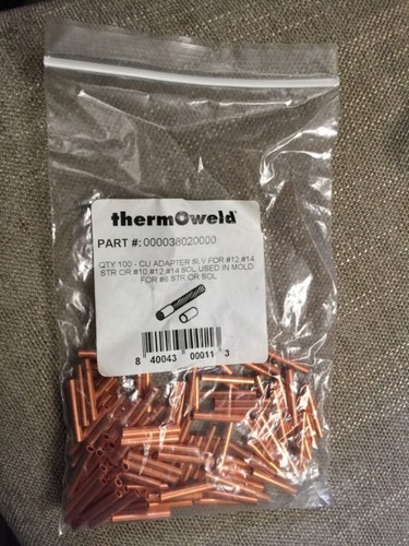 QTY 100 - THERMOWELD Copper Adapter Sleeve for #12, #14 STR or #10, #12 ...