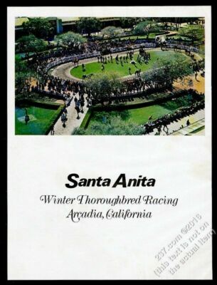 1972 Santa Anita racetrack horse race track color photo vintage print ...