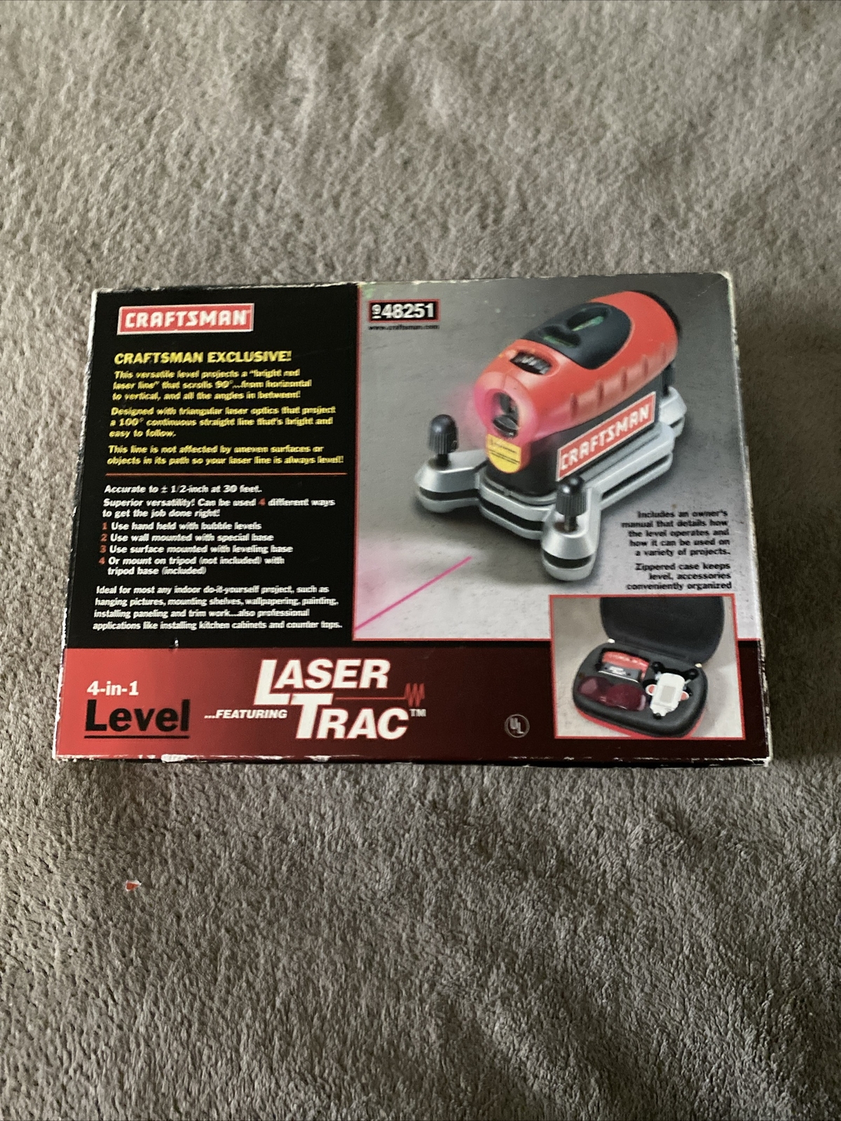 Craftsman 4-in-1 Level w/ Laser Trac With Padded Case Model 948251 New ...