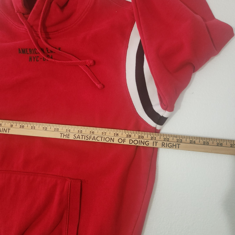 American Eagle Men's Medium Hoodie Red Hooded Sweatshirt Long Sleeve w ...