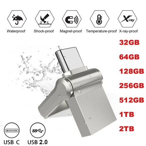 2TB OTG Type C USB 2.0 Flash Drive Mini External Memory Stick Thumb ...