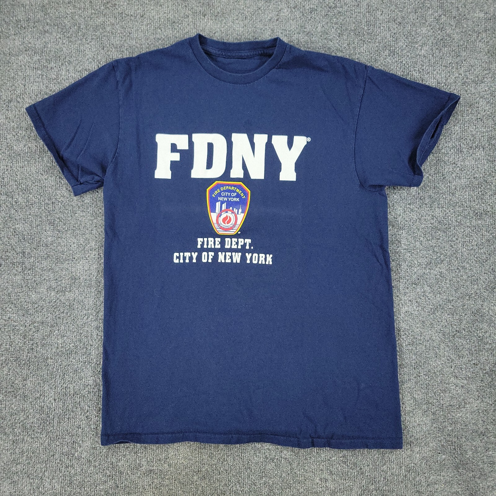 FDNY Shirt Men Medium Blue Fire Dept City Of New York Graphic Short ...