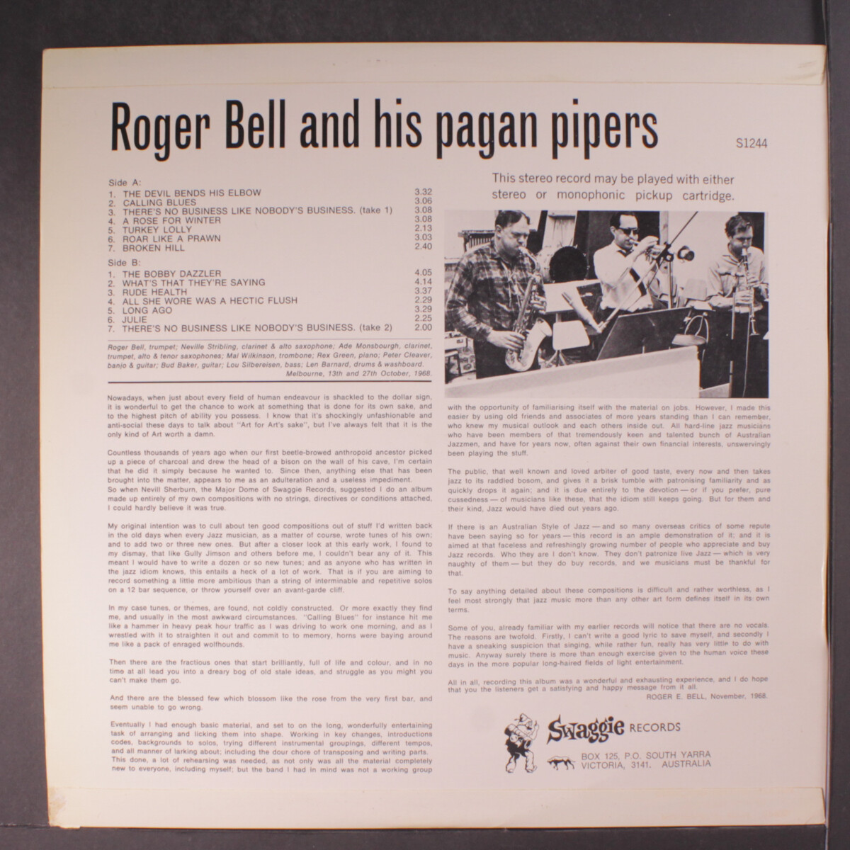 roger bell: roger bell and his pagan pipers SWAGGIE 12" LP 33 RPM | eBay