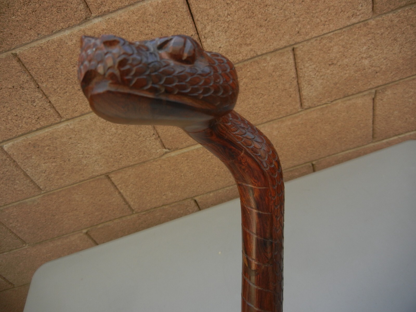 SNAKE Walking Stick Handmade Wood Carved Cane (Rattlesnake? Cobra ...