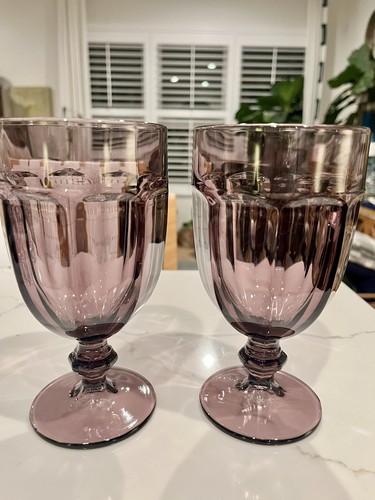 (2) Libbey Violet (dark purple) Duratuff Gibraltar Icetea Glass Goblets ...