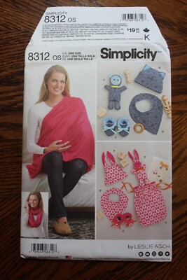 Simplicity 8312 Baby Hat Booties Bib Cat Bunny & Nursing Shawl Pattern ...