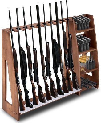 Wooden Gun Rack with Holder Indoor Floor Standing Gun Display Rack 10 ...