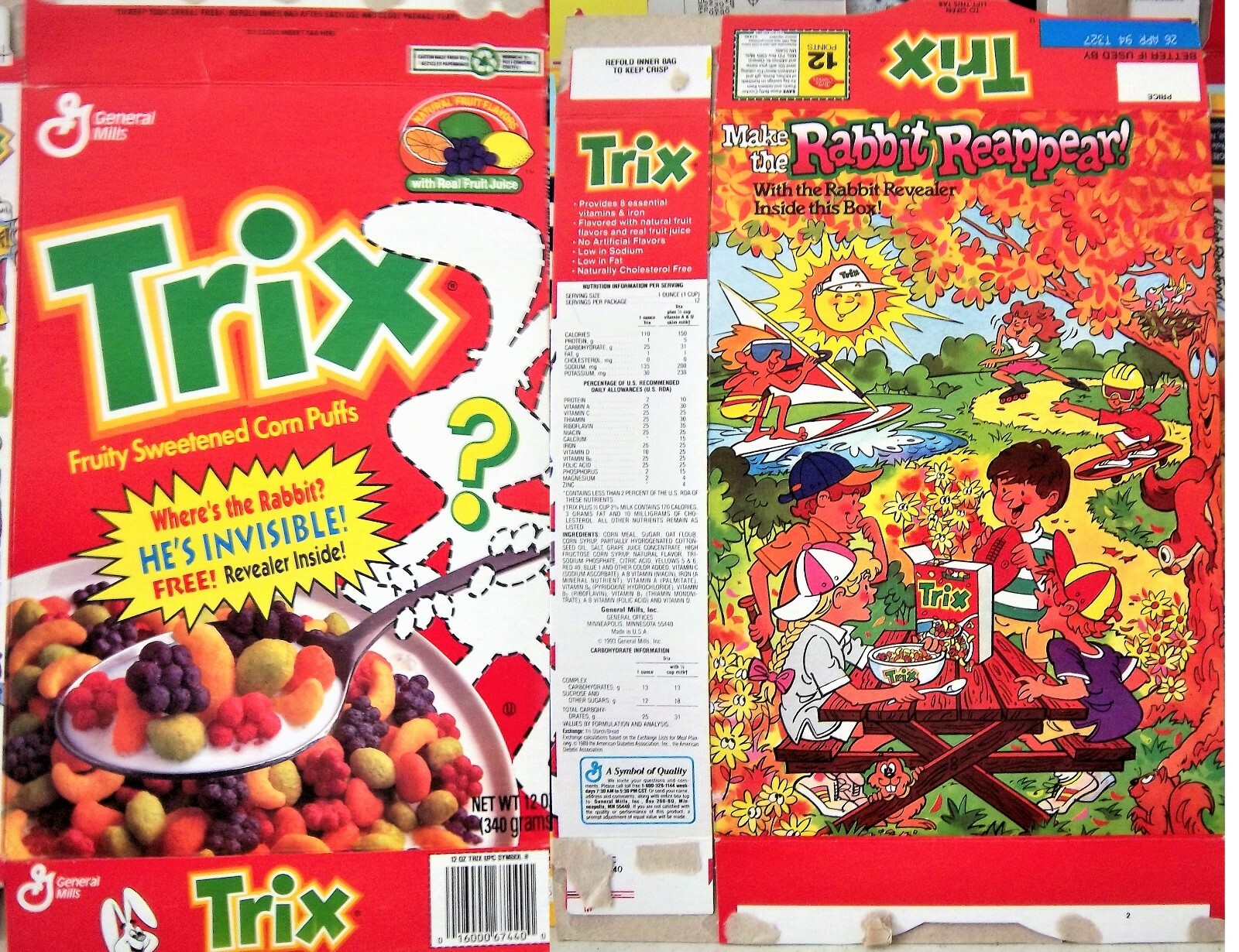 1993 Trix Cereal Box Where's the Rabbit, He's Invisible s335 | eBay