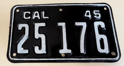 RARE ORIGINAL 1945 CALIFORNIA U.S.A MOTORCYCLE LICENSE PLATE | eBay UK