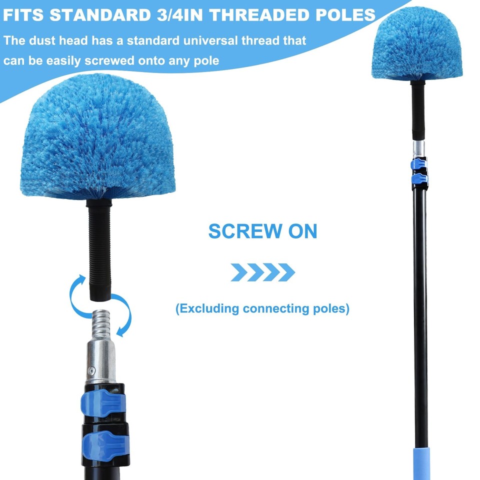 Twist-On Cobweb Duster Head Brush Indoor Outdoor Spider Web Remover ...