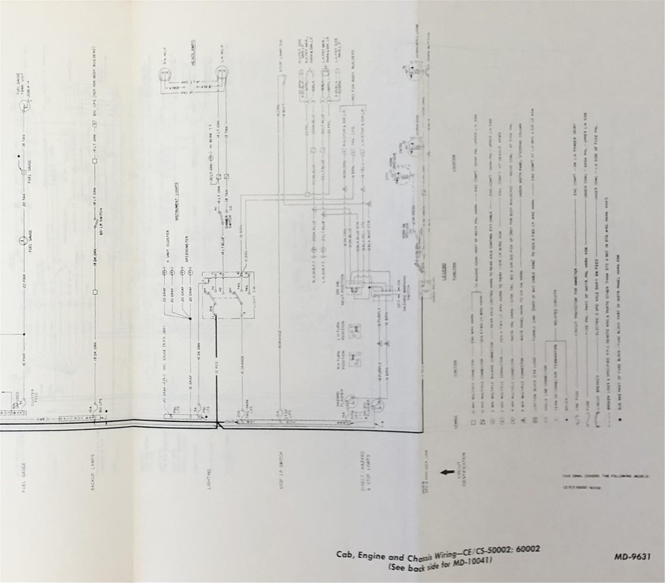 1974-1975 Chevy GMC C5 C6 Cowl Wiring Diagram C50 C5000 C60 C6000 ...