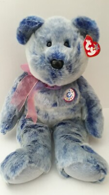 Ty Beanie Baby Buddy 2001 "Periwinkle" The 13" Plush Mottled Blue Bear ...