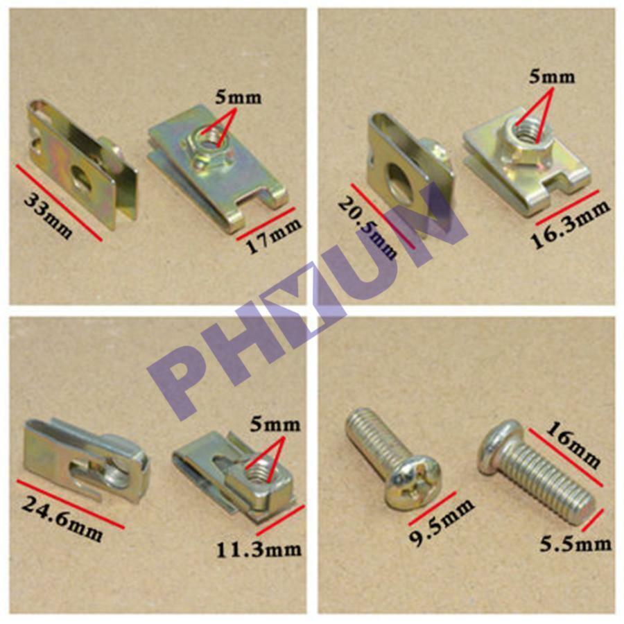 100pcs Car body door panel fastener fixed screw U Type gasket fender ...