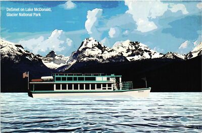 Vintage Postcard 4x6- DeSmet boat on Lake McDonald, Glacier National ...