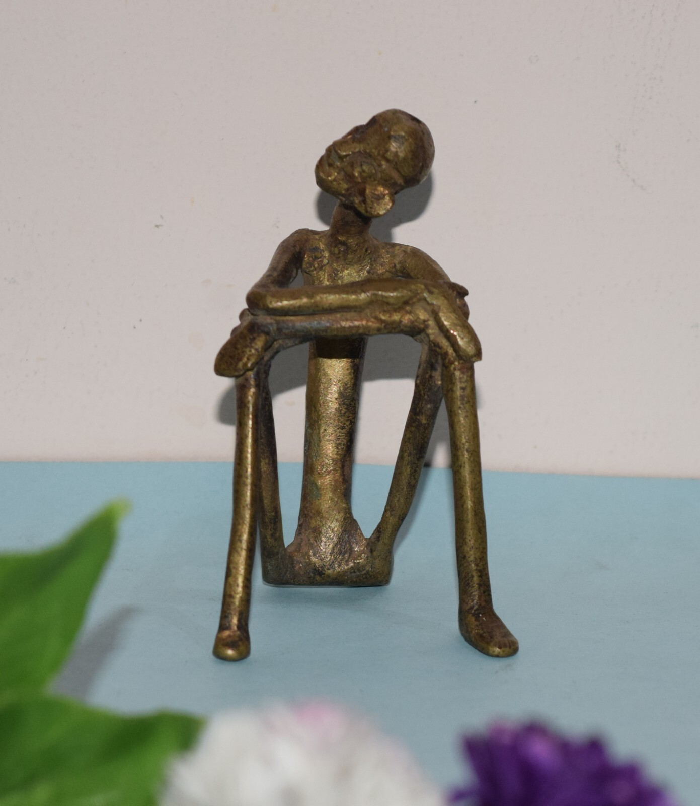Brass Thinker Man Antique Figure Rustic Primitive Art Showpiece ...