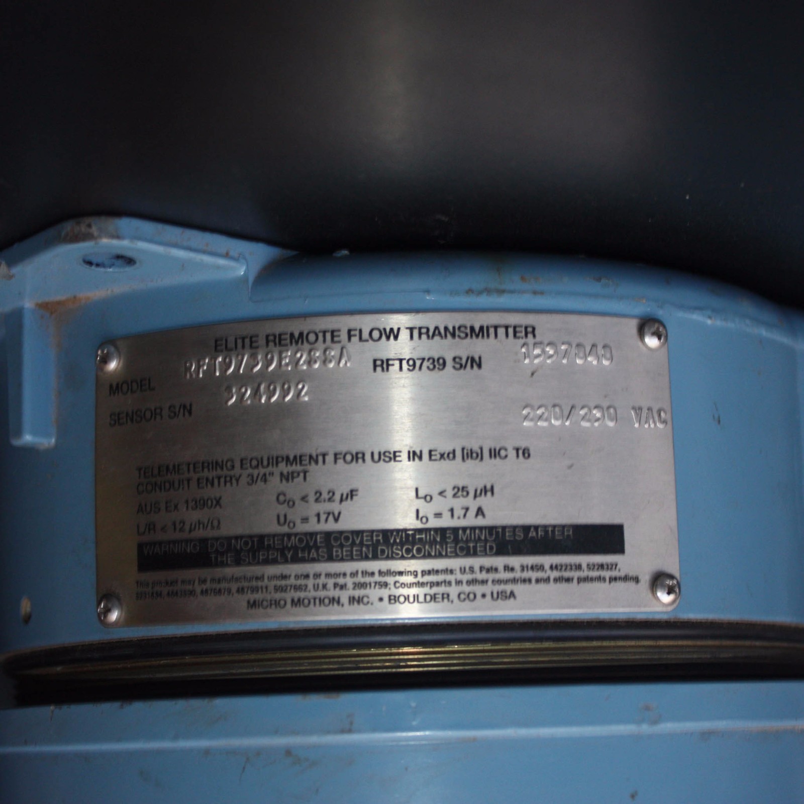 MICRO MOTION RFT9739E288A ELITE REMOTE Mass Flow transmitter 220/230VAC ...