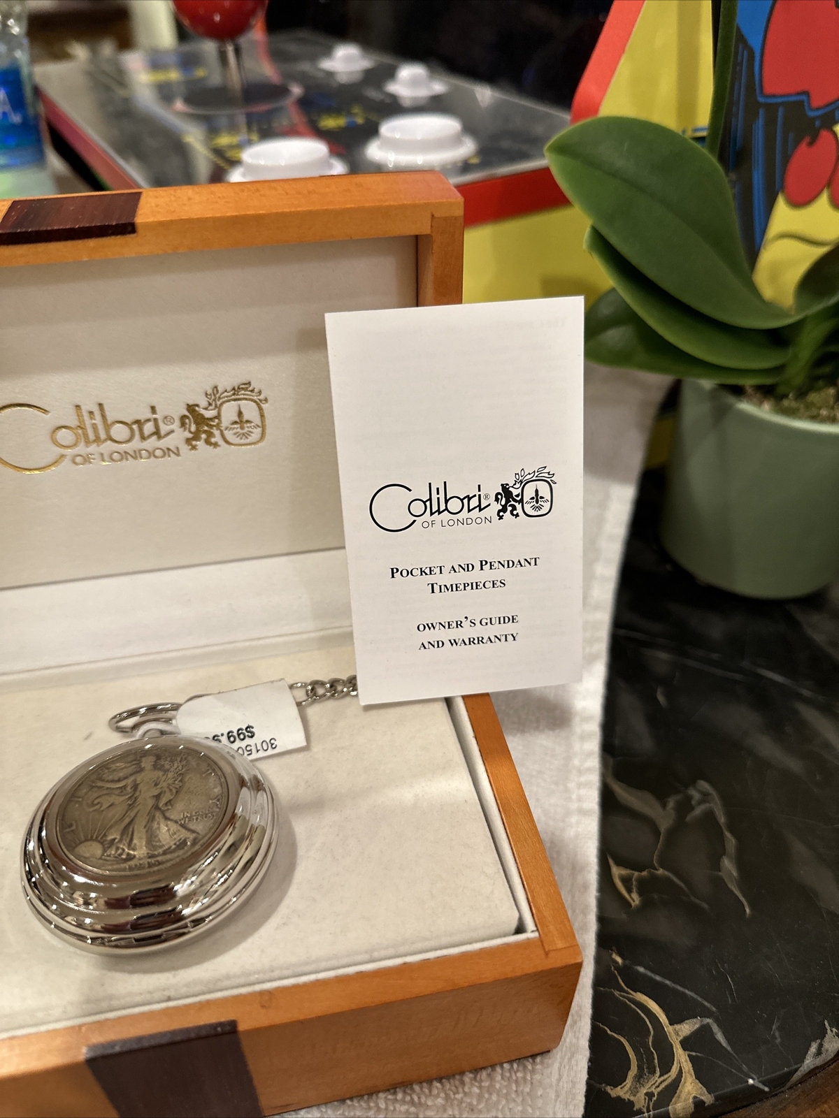 Vintage New Colibri Walking Liberty Coin Half Dollar Pocket Watch+tags ...