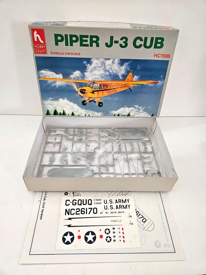 1/48 HOBBY CRAFT PIPER CUB J-3 #HC1586 NEW PLASTIC AIRPLANE MODEL KIT ...