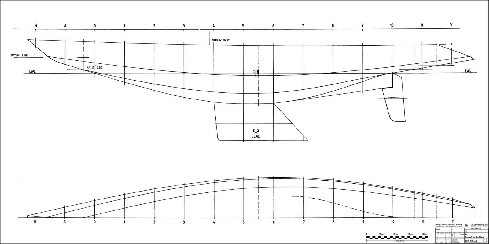 6T6. Vorbildähnliches Modell eines Bootes der 6-Meter-Klasse. Bauplan ...